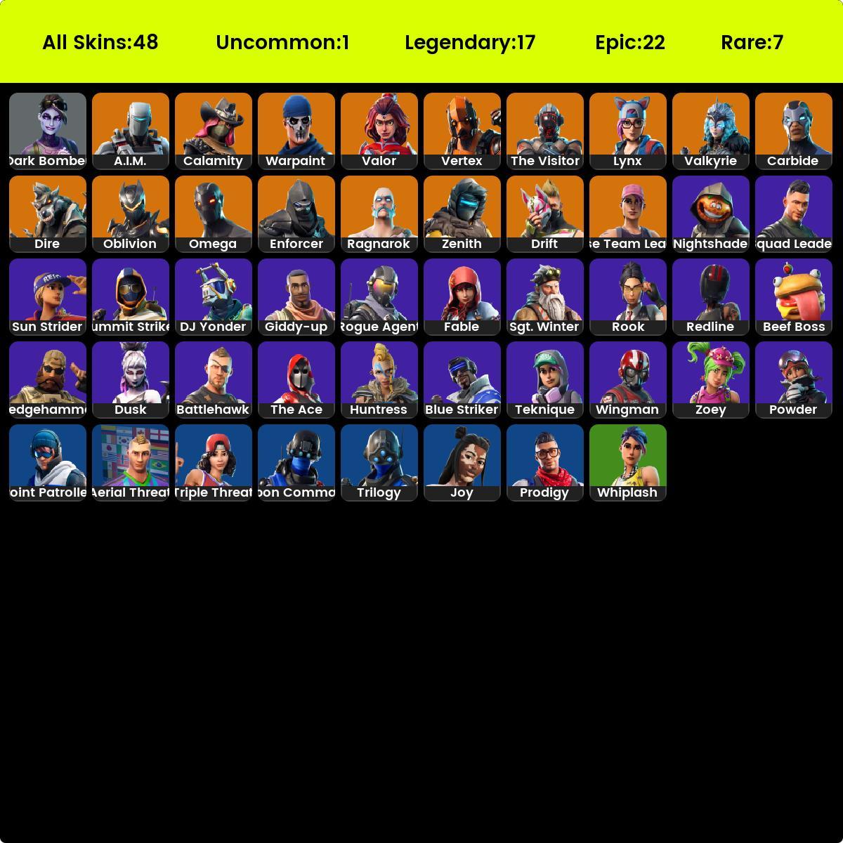 [PC] 48 skins | OG STW | Point Patroller | Rogue Agent | Carbon Commando | Prodigy | Blue ...