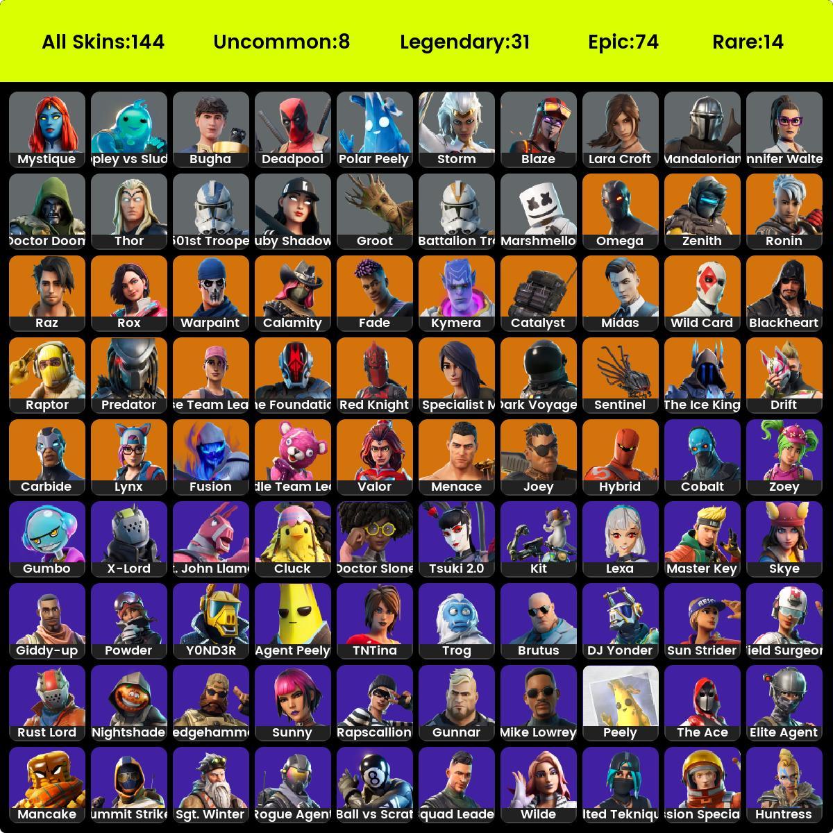 [pc Psn Xbox] 144 Skins Og Stw Gold Midas Rogue Agent Blitz