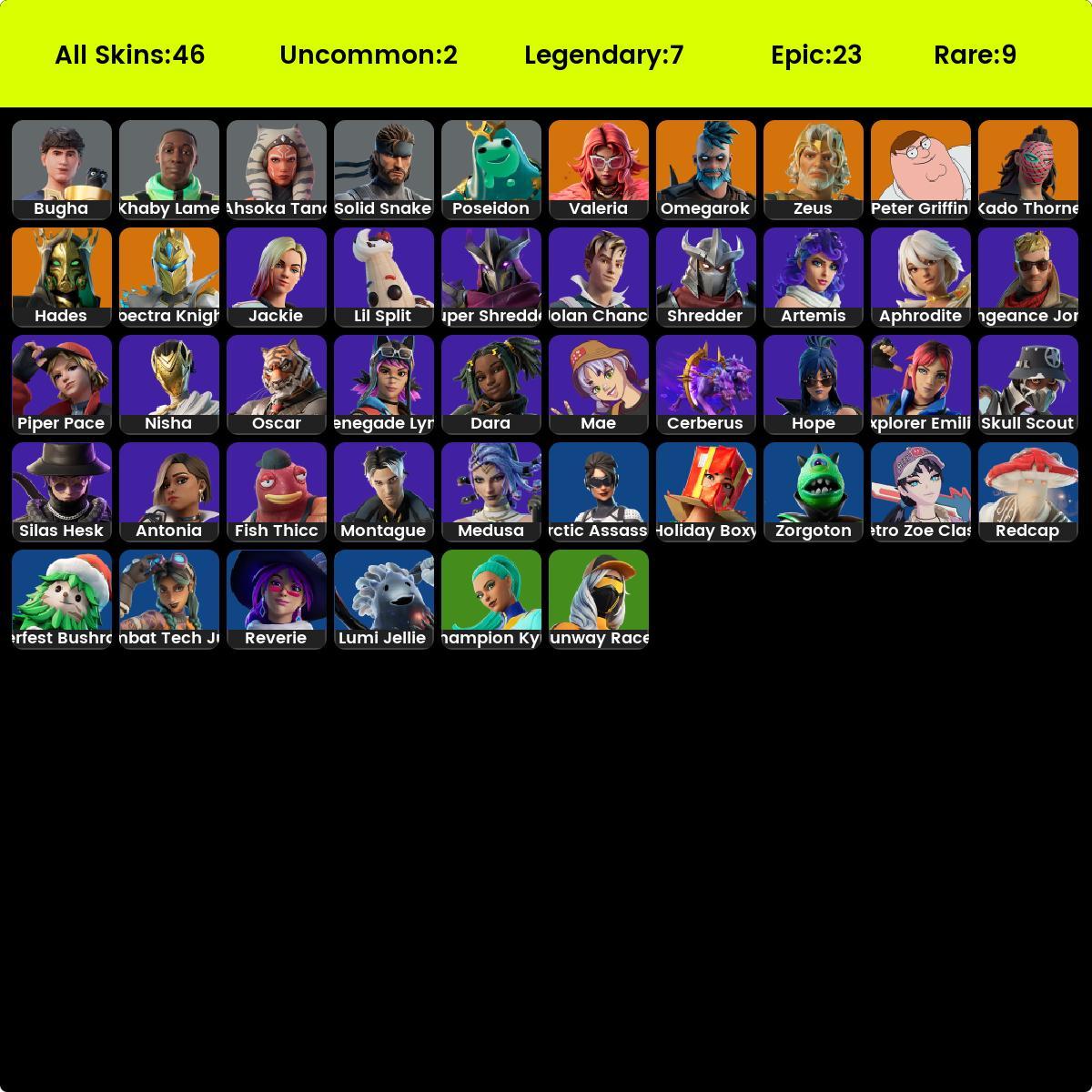 PC 46 SKINS FULL ACCESS BUGHA AHSOKA TANO SKULL SCOUT ARCTIC pc-46-skins-full-access-bugha-ahsoka-tano-skull-scout-arctic