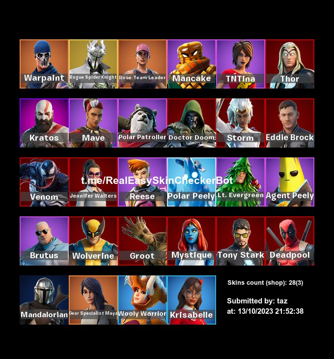 Kratos Rogue Spider Knight Stw Leviathan Axe 28 Skins Igv