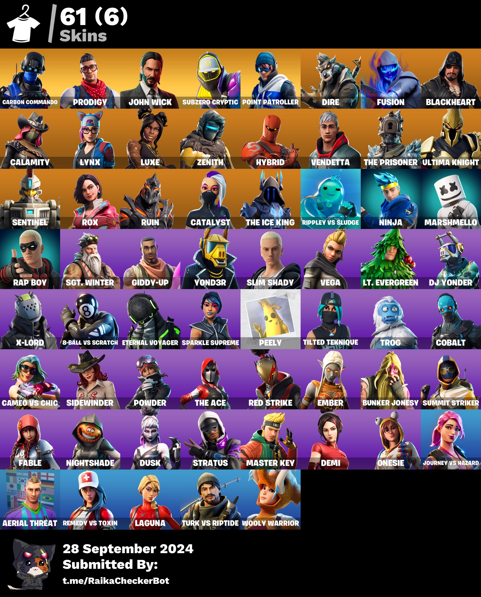 [PC/XBOX] 61 skins | Carbon Commando | Prodigy | John Wick | Subzero Cryptic | Point Patroller ...