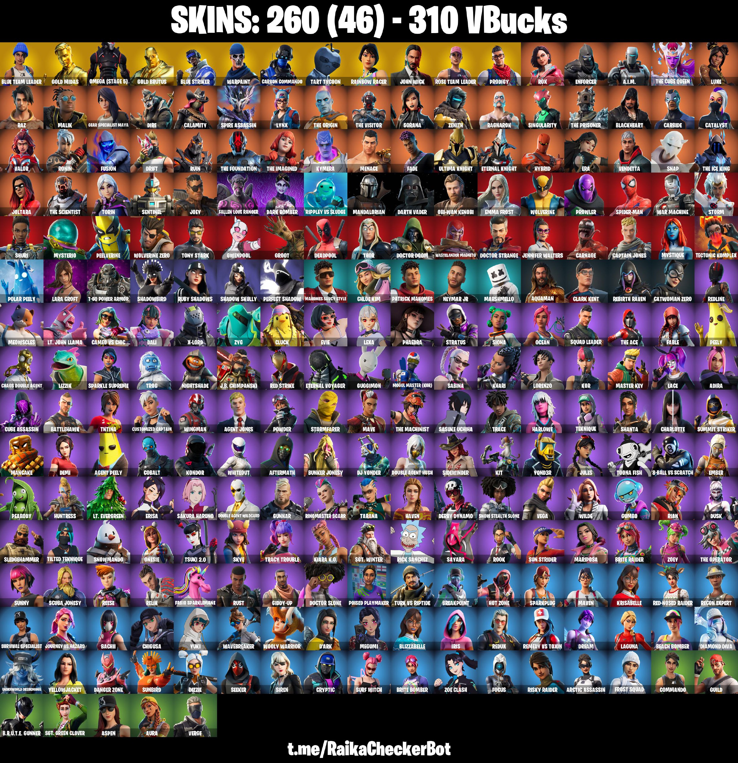 [PC] 260 SKINS | OG STW | BLUE TEAM LEADER | GOLD MIDAS | OMEGA (STAGE 5) | GOLD BRUTUS | BLUE ...